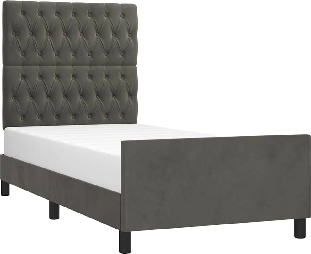 Rám postele bez matrace tmavě šedý 90 x 200 cm samet 3125917