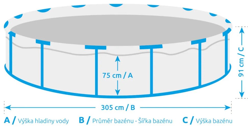 Bazén Florida 3,05x0,91 m se skimmerem - motiv TEAK