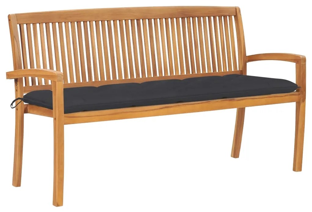 Stohovatelná zahradní lavice s poduškou 159 cm masivní teak 3063321