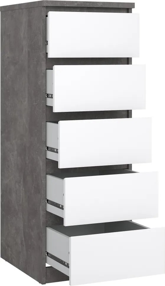 FALCO Komoda Simplicity 233 beton/bílý lesk