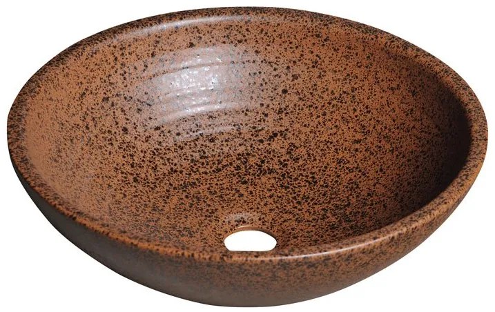 SAPHO - ATTILA keramické umyvadlo, průměr 42,5 cm, terakota hnědá DK004