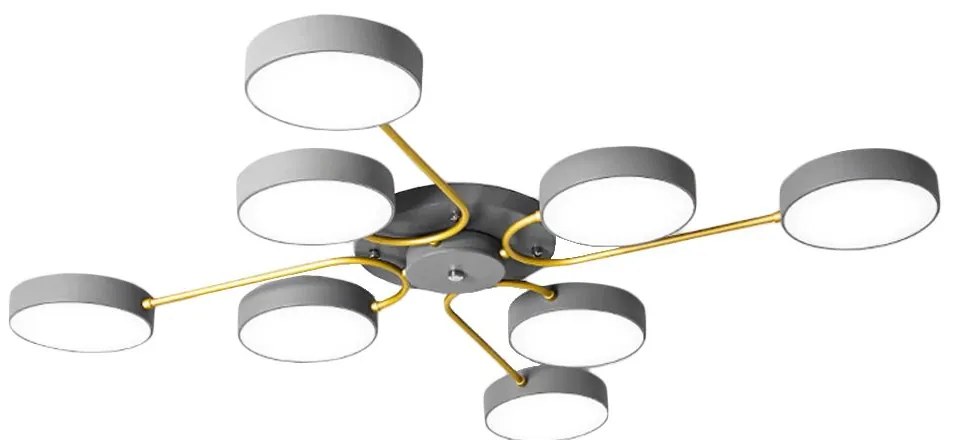 Toolight, LED stropní svítidlo 8x12W APP532-8C, šedá, OSW-08474
