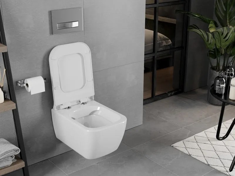 Mexen Elis WC mísa Rimless s pomalu klesající deskou slim, duroplast, bílý lesk - 30910700