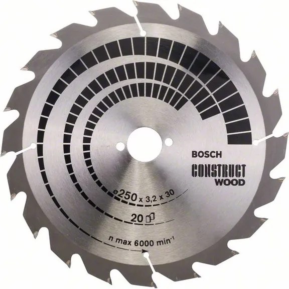 Bosch 2608641774 Pilový kotouč Construct Wood 250 x 30 x 3,2 mm, 20