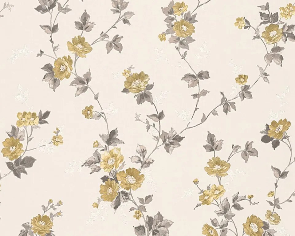 Vliesová tapeta květy šedé, zlaté 30428-3 / Tapety na zeď 304283 Romantica 3 AS (0,53 x 10,05 m) A.S.Création
