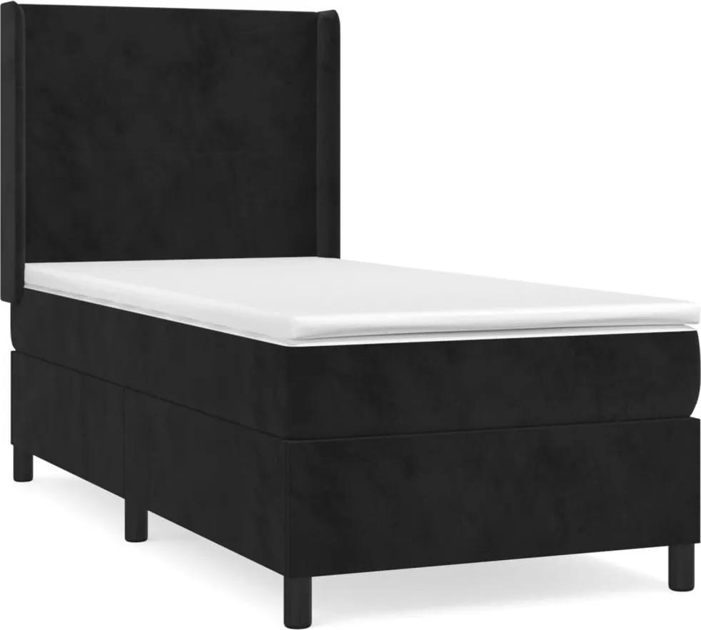 vidaXL Box spring postel s matrací 90x190 cm samet [3132536] Barva: Tmavě zelená