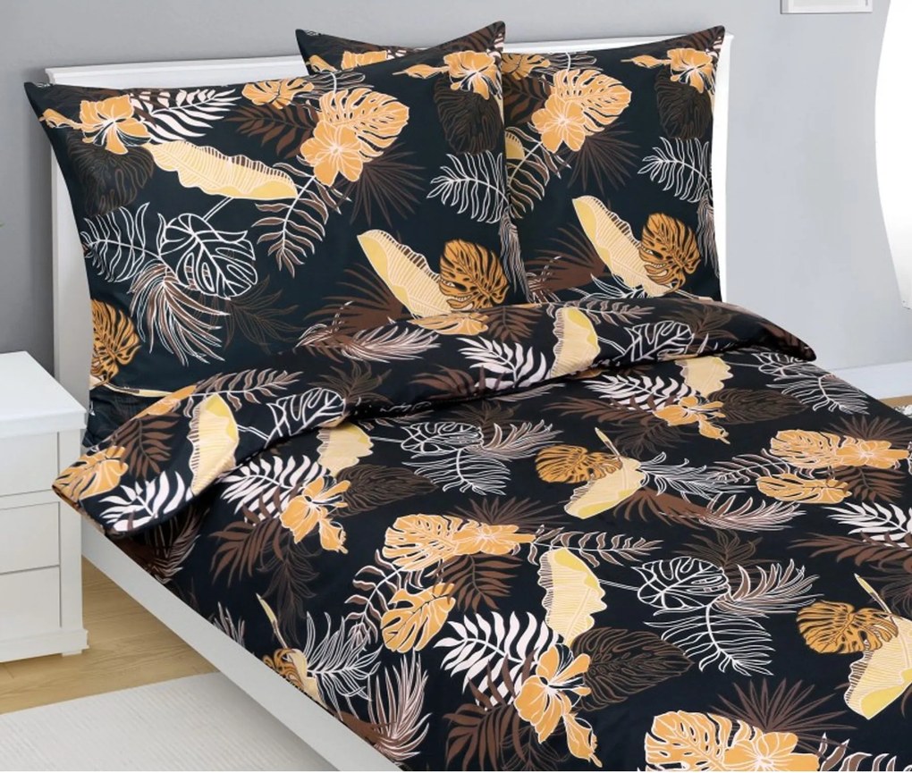 Bavlněné povlečení Šedá,Oranžová 90/881 - 140x200 cm, 70x90 cm