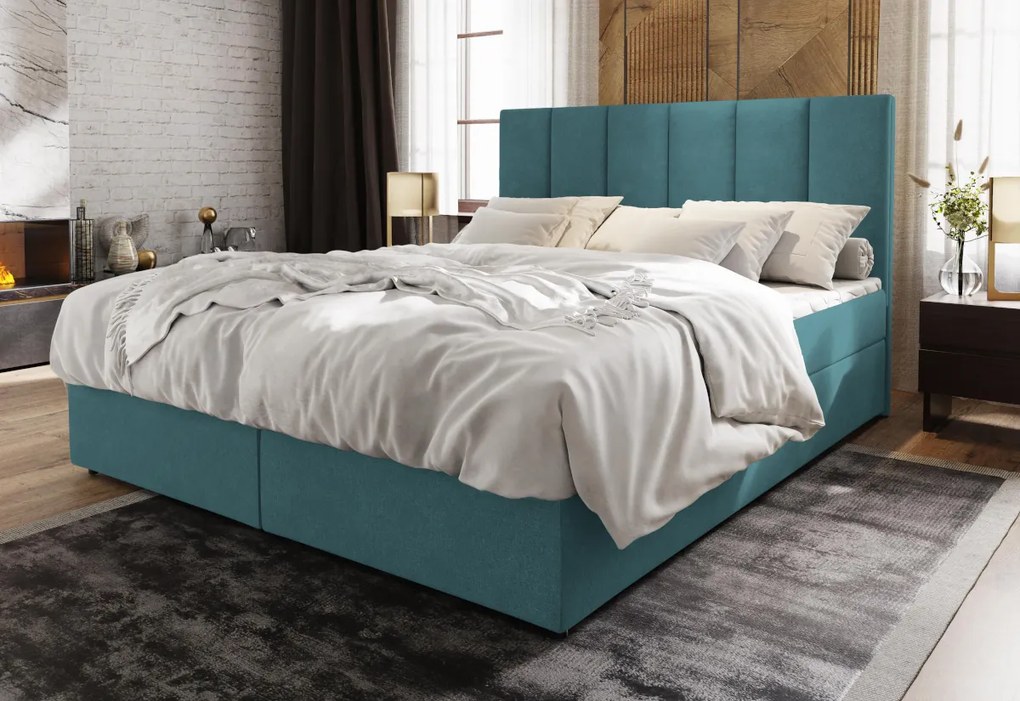 Expedo Čalouněná postel boxspring KARDI, 140x200, sawana 21 + topper