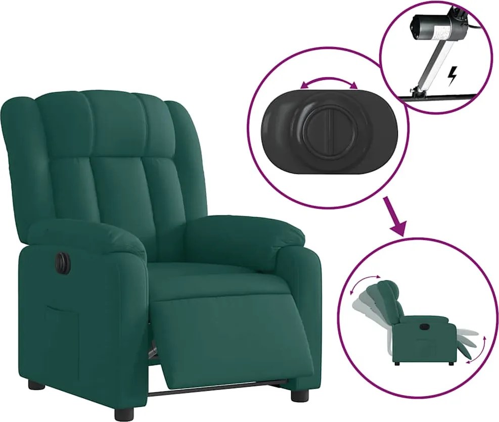 Elektrické polohovací křeslo tmavě zelené textil 3205298