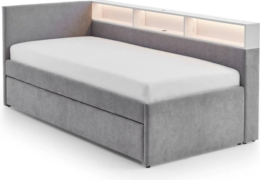 Šedá rohová dětská postel s úložným prostorem bez roštu 90x200 cm Uno – Meise Möbel