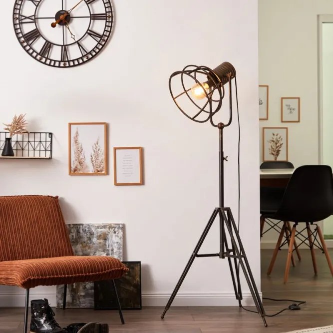 Brilliant 93080/46 Stojací lampa REECE trojnožka ČERNÁ OCEL
