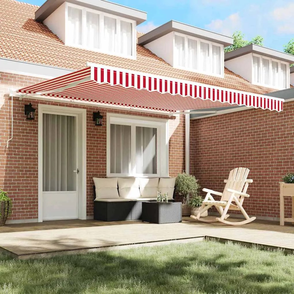 Stahovací markýza Červená a Bílá 400 × 350 cm 3330751