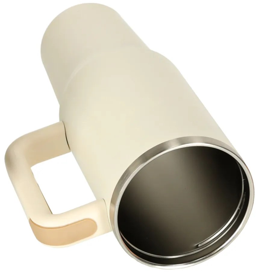 Creative Corner Termohrnek s brčkem a rukojetí termoska 1200ml krémová