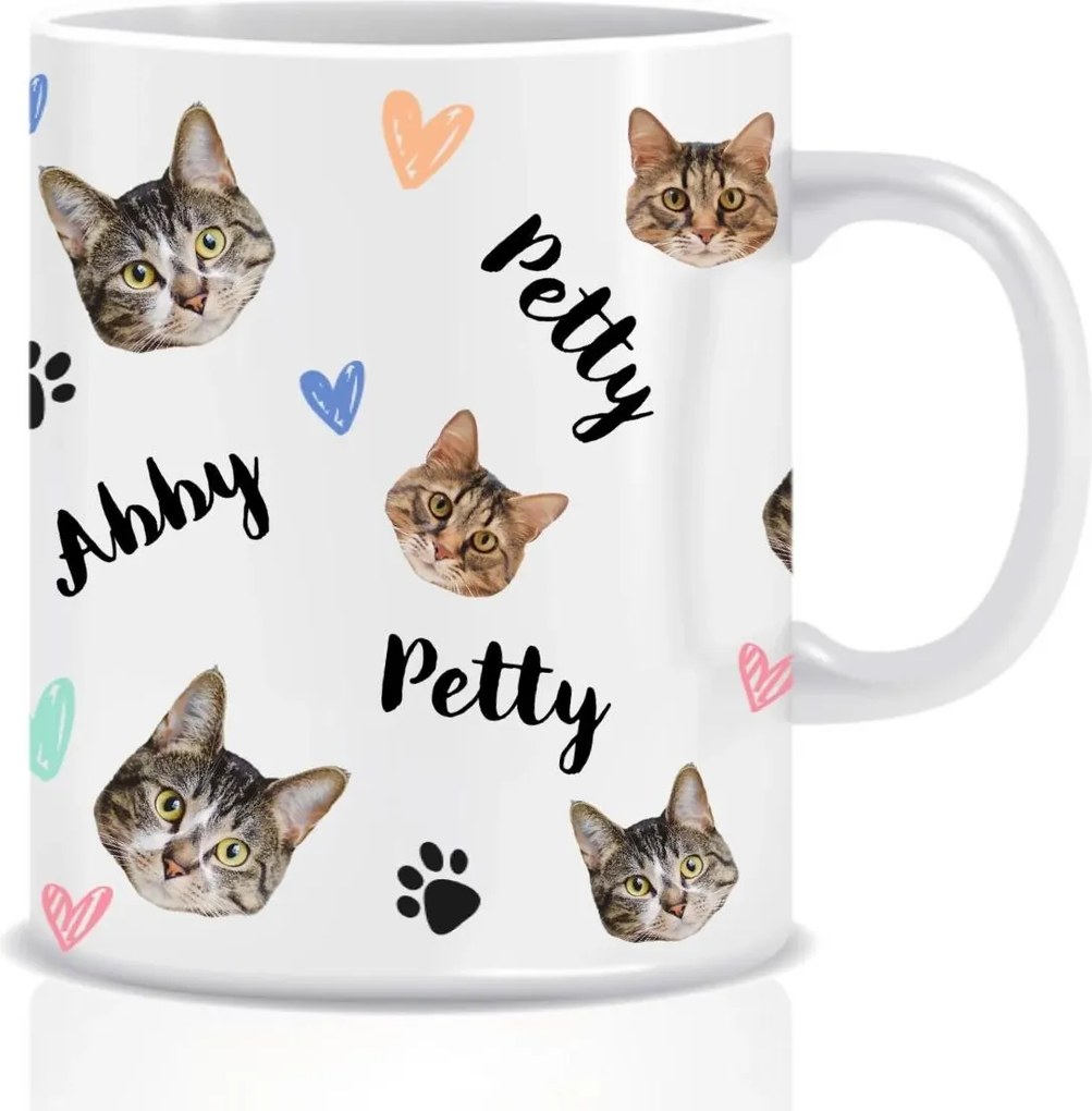 Personalizovaný klasický bílý keramický hrníček 300 ml s mazlíčky