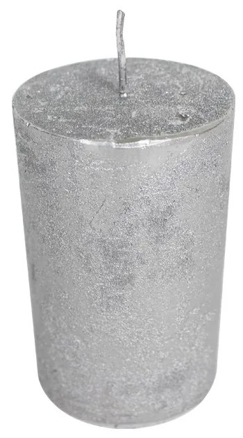 Stříbrná nevonná svíčka S válec - Ø 5*8cm