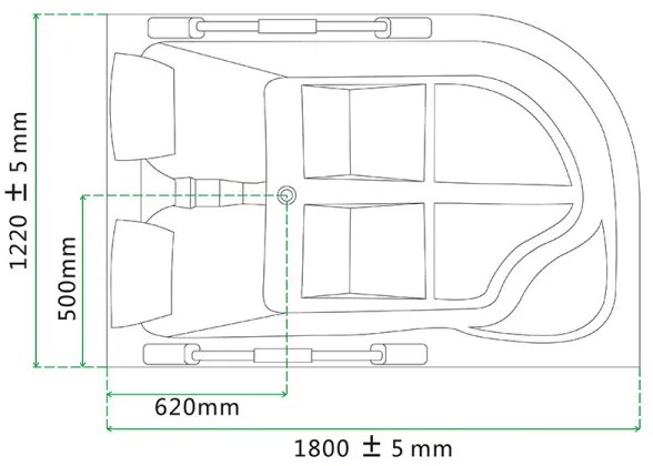 BPS-koupelny Hydromasážní vana HYD-VE761-L 180x120 LEVÁ ČERNÝ MRAMOR s ohřevem vody