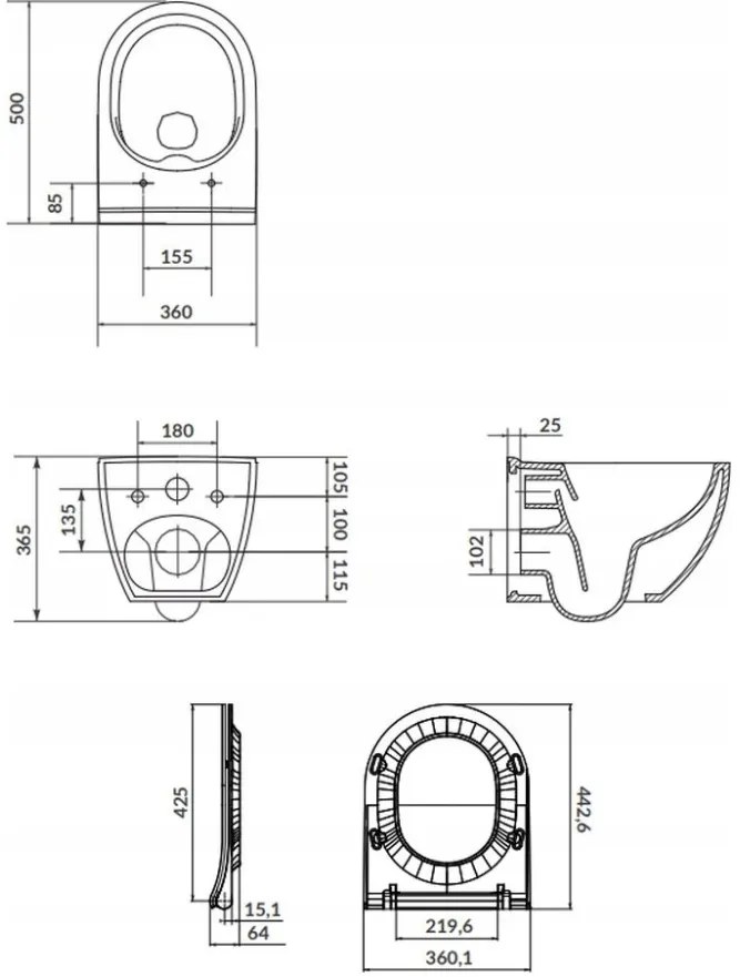 Cersanit City Square, antibakteriální toaletní sedátko z duroplastu, bílá, K98-0125