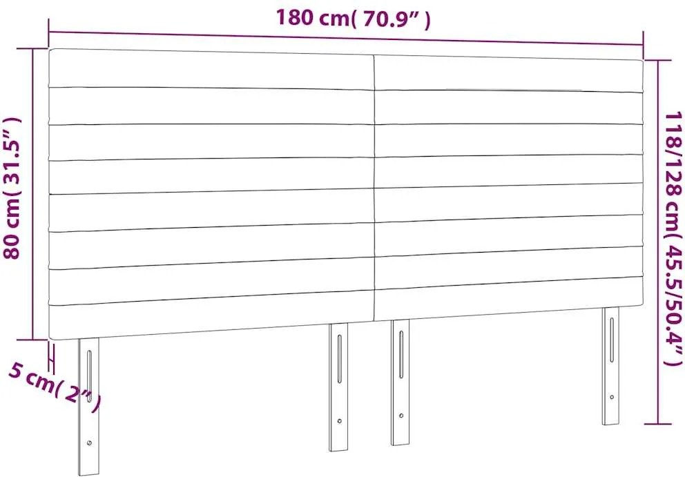 Čelo postele s LED tmavě modré 180x5x118/128 cm samet 3122628