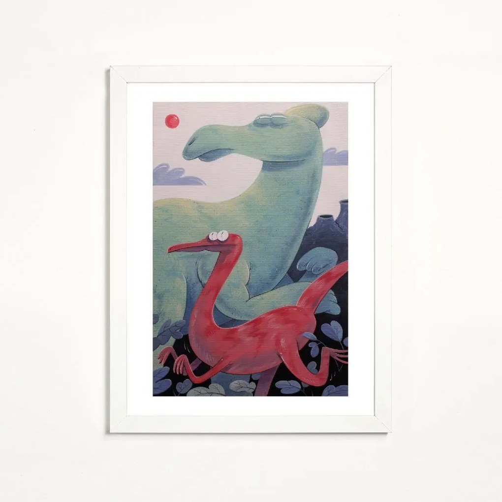 Slakinglizard | Pravěk Rám: Bílý, Velikost: 60 x 40 cm