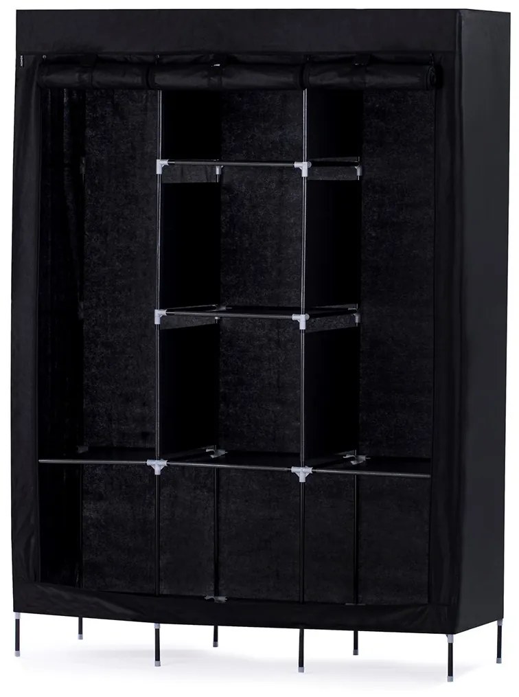 HOMEDE Textilní šatní skříň Dion černá, velikost 175x130x45