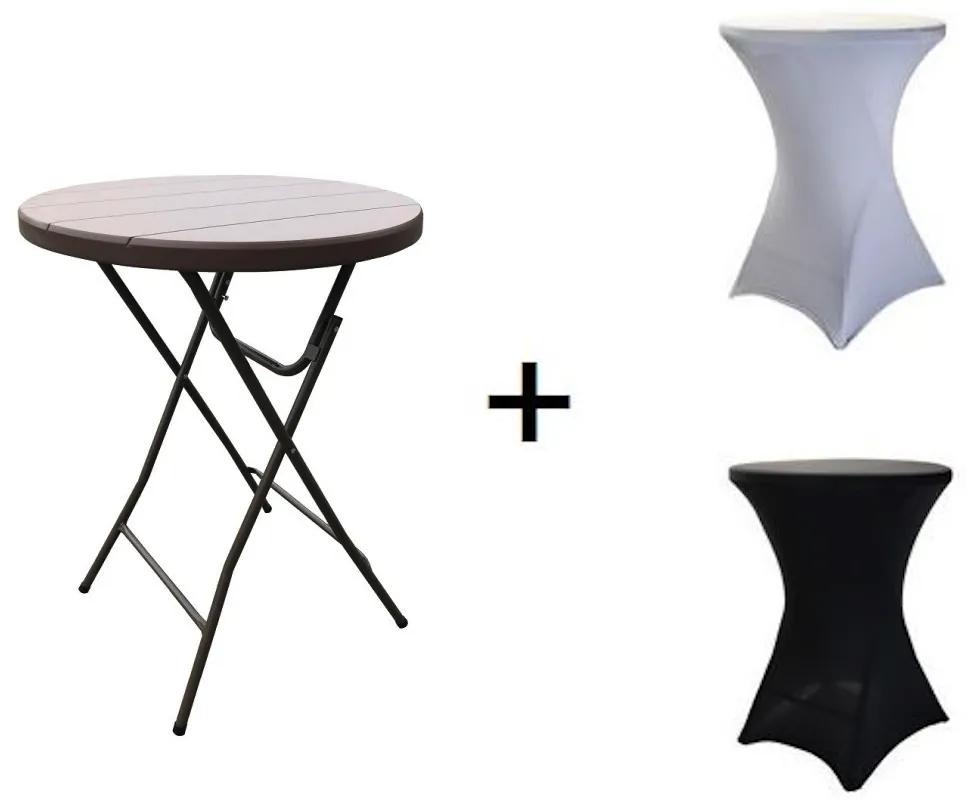 AKCE! Bistro stolek koktejlový průměr 80 cm - IMITACE DŘEVA BSTL80D Barva ubrusu: ČERNÁ / BLACK