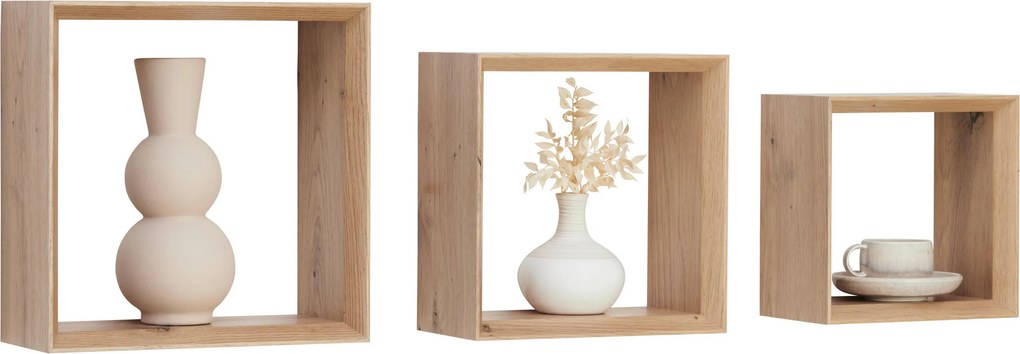 XXXLutz SADA NÁSTĚNNÝCH REGÁLŮ, dub artisan Carryhome - Nástěnné regály - 002798013702