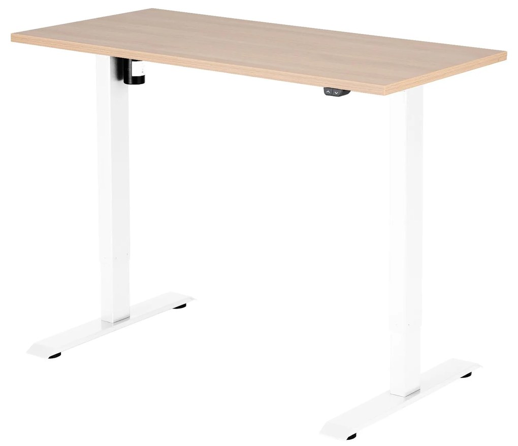 Výškově nastavitelný stůl Liftor 2segmentové nohy bílé,   deska 1180 x 600 x 25 mm světle hnědá