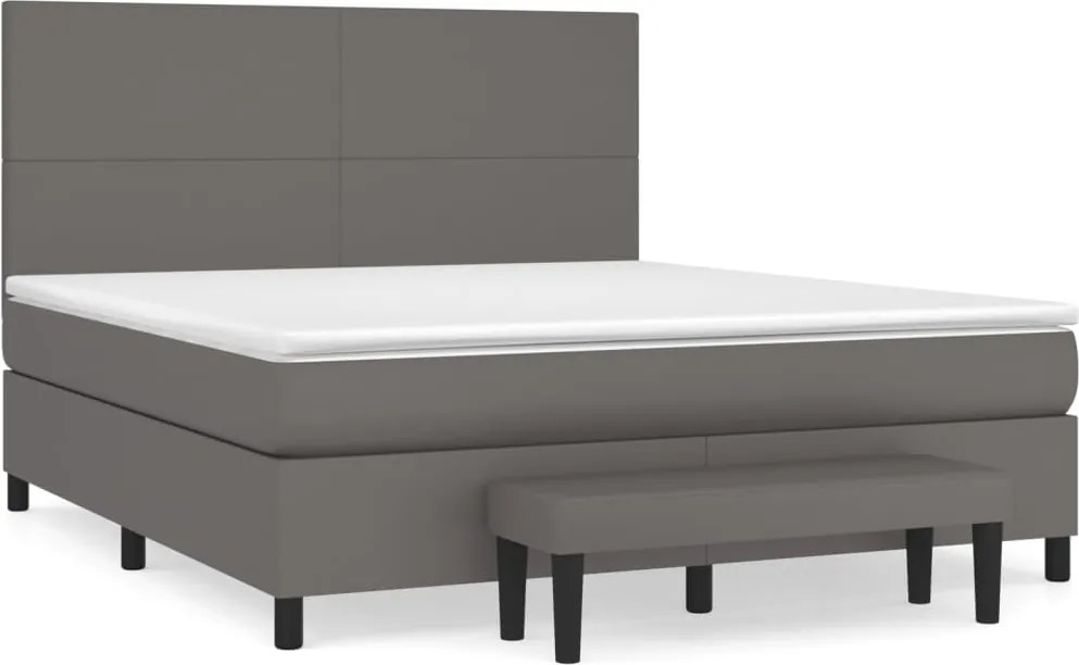 Box spring postel s matrací šedá 160x200 cm umělá kůže 3137555