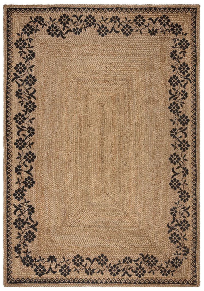 Flair Rugs koberce Kusový koberec Printed Jute Maisie Natural/Black - 120x170 cm