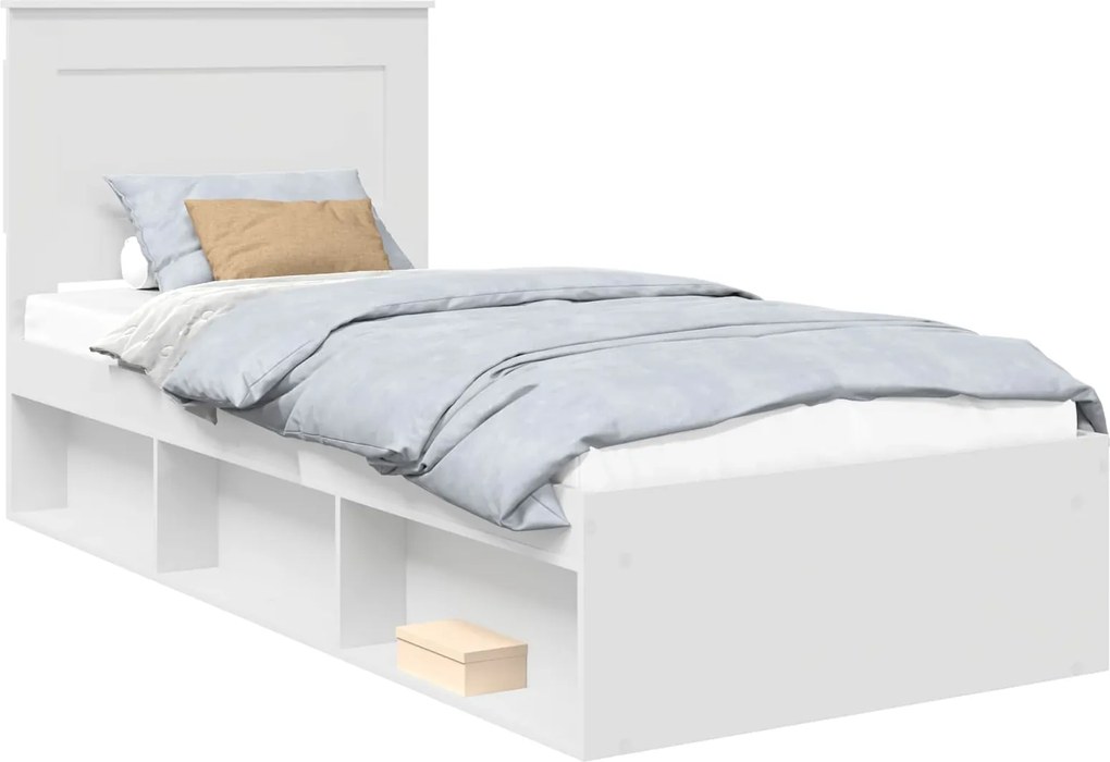 Rám postele s čelo Bílá 75 x 190 cm Masivní borové dřevo 3410144