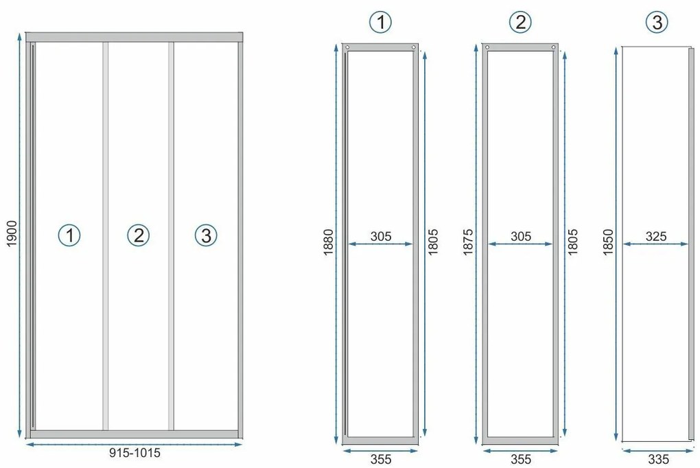 Posuvné sprchové dveře REA ALEX 100 cm pro instalaci do niky, černé/transparent - bez vaničky