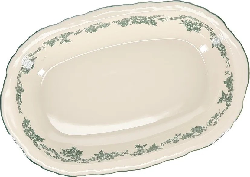 Zelený/slonovinový servírovací porcelánový talíř Cyril – S|P Collection