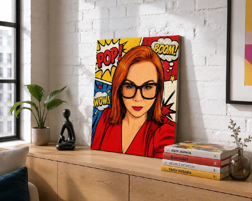 Foto obraz z vlastní fotky na plátno – Hravý komiksový Pop-Art styl