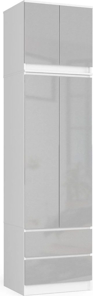 Šatní skříň s nástavbou Star S60 bílá/metalický lesk