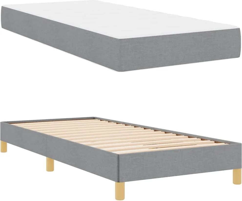 Postel s boxspringem s matrací Světle šedá 90 x 200 cm textil 3398535