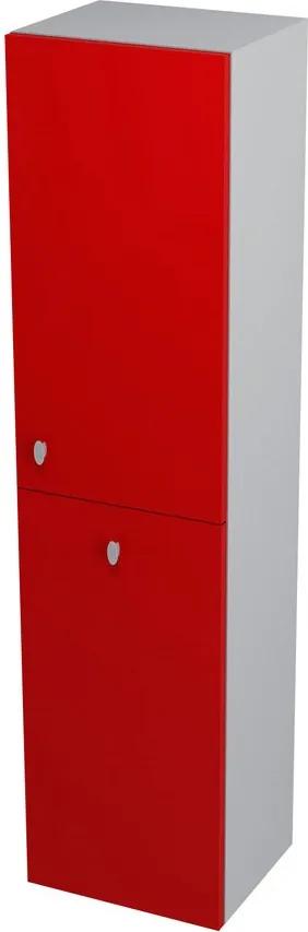 SAPHO - AILA skříňka vysoká s košem 35x140x30cm, pravá, červená/stříbrná 55672
