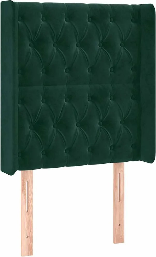 Čelo postele typu ušák tmavě zelené 83x16x118/128 cm samet 3119949