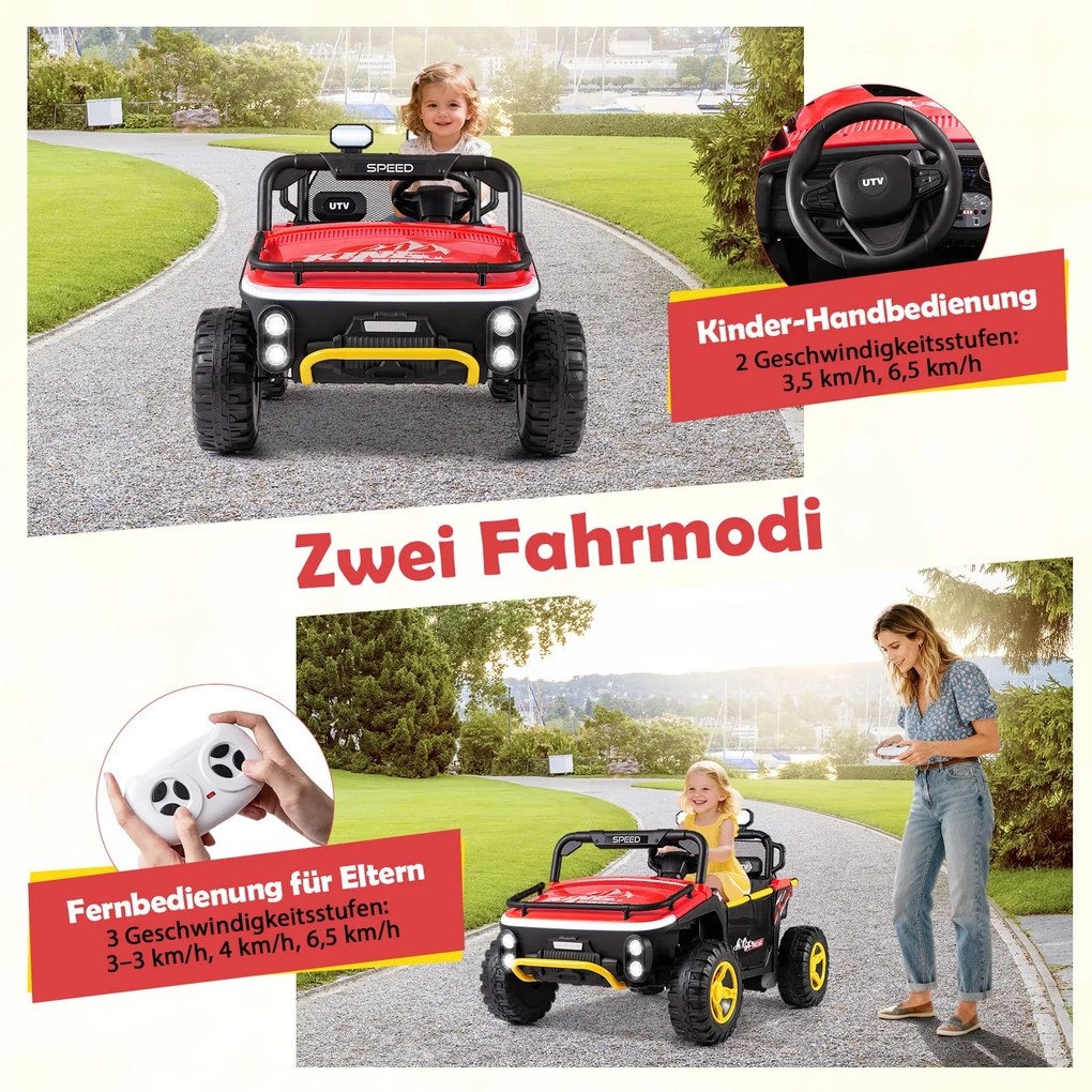 Costway 24 V dětské elektrické vozítko 2-místné elektrické autíčko s klaksonem