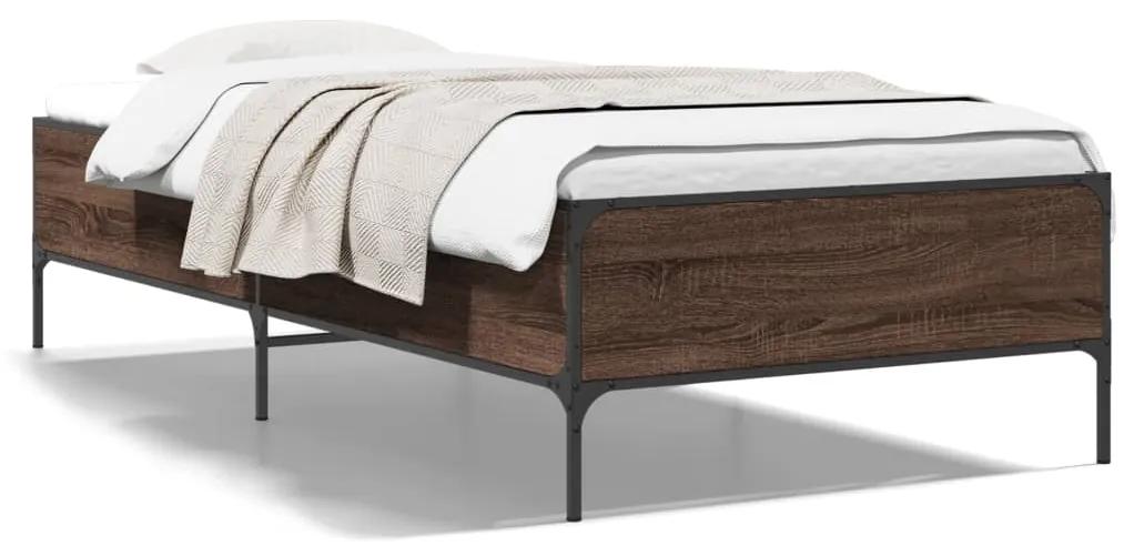 Rám postele hnědý dub 100 x 200 cm kompozitní dřevo a kov,  844965