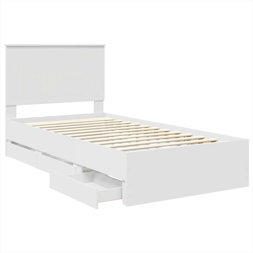 Rám postele se zásuvkou Bílá 100 x 200 cm Inženýrské dřevo 3411145