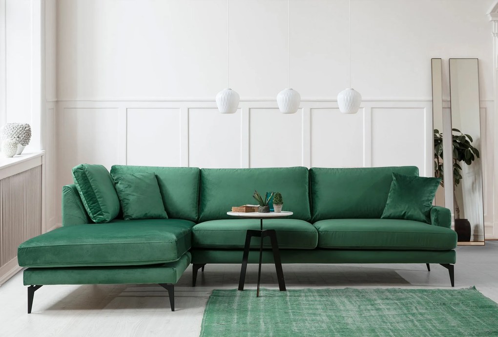 Hanah Home Rohová pohovka PAPIRA tmavě zelená levý roh 560ARE1171