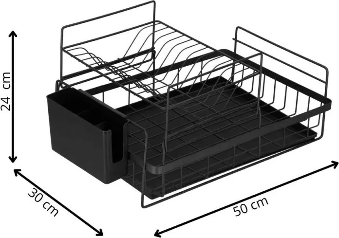 Odkapávač na nádobí 2 patra 50x30 cm SPRINGOS AQUADRY černý