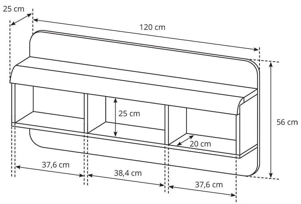 Obývací stěna LINK s | 4 díly | 298 cm | sonoma