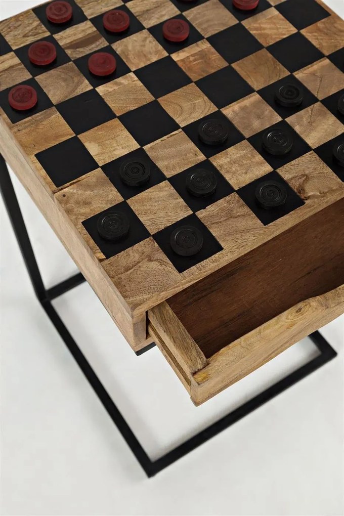 Šachový stolek Avola 42 cm z masivu hnědý/černý