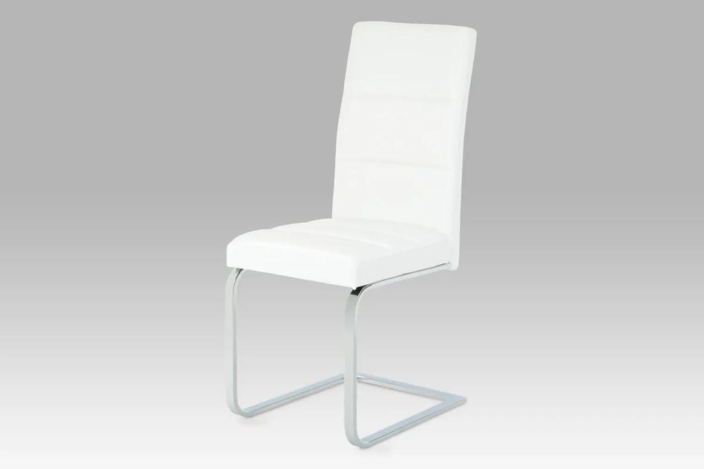 Artium Jídelní židle koženka bílá / chrom - B931N WT1