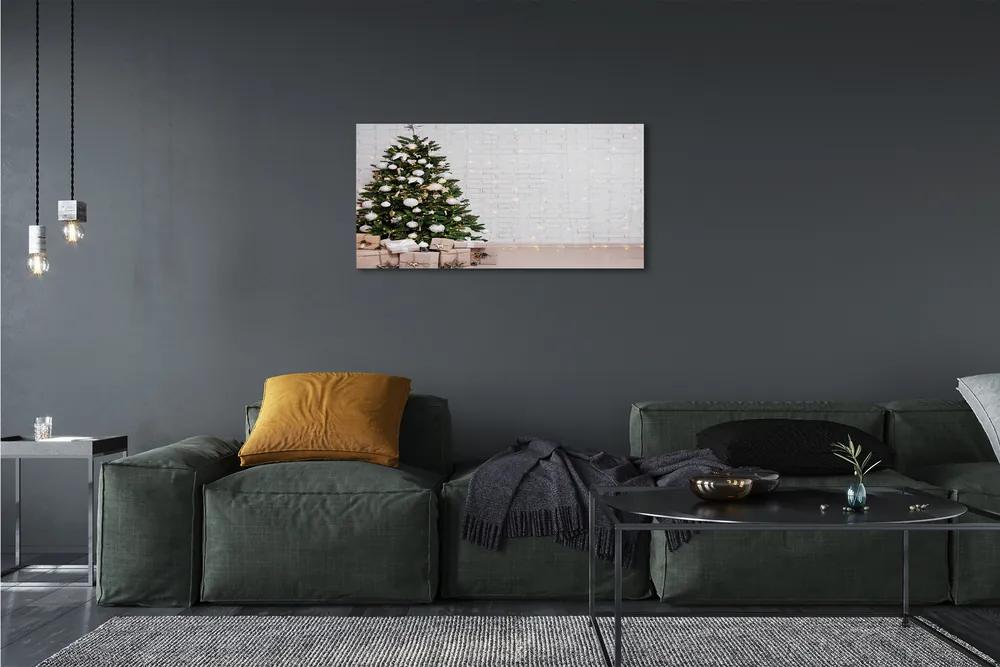 Obrazy na plátně Ozdoby na vánoční stromeček dárky 140x70 cm