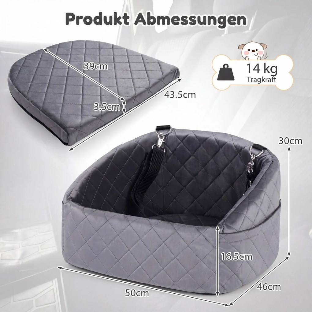 Costway Autosedačka pro psa pro malé/střední psy Měkká autosedačka pro psa