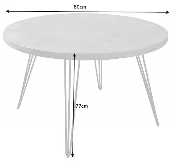 Massive home | Kulatý jídelní stůl SCORPION 80 CM šedý masiv mango