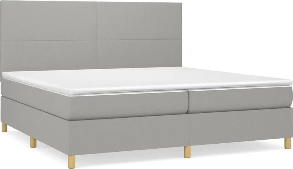 Box spring postel s matrací světle šedá 200 x 200 cm textil 3142201