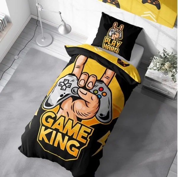 TipTrade povlečení bavlna Gamer King 140x200, 70x90 cm